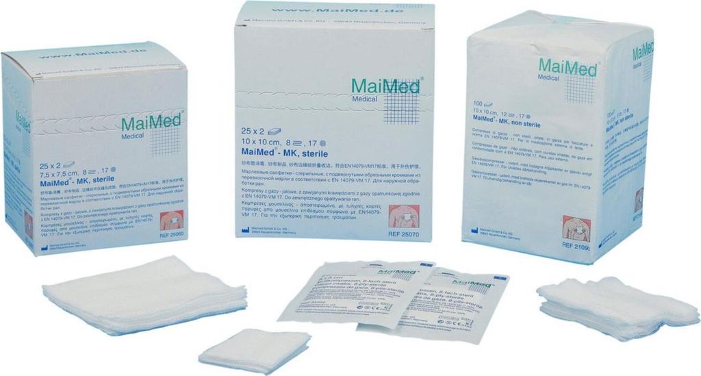 Compresses de gaze MaiMed non stériles 10 x 10 cm 12 plis
