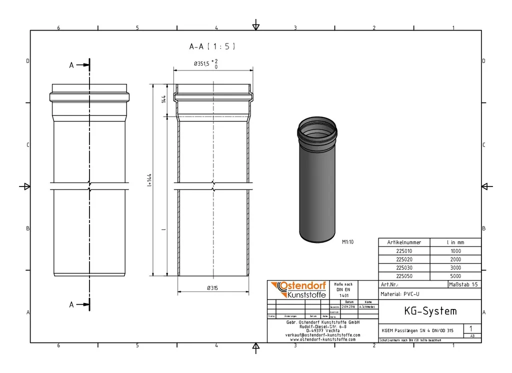 KGEM Rohr SN 4 DN/OD 315 x 1000 mm | Kaufland.de