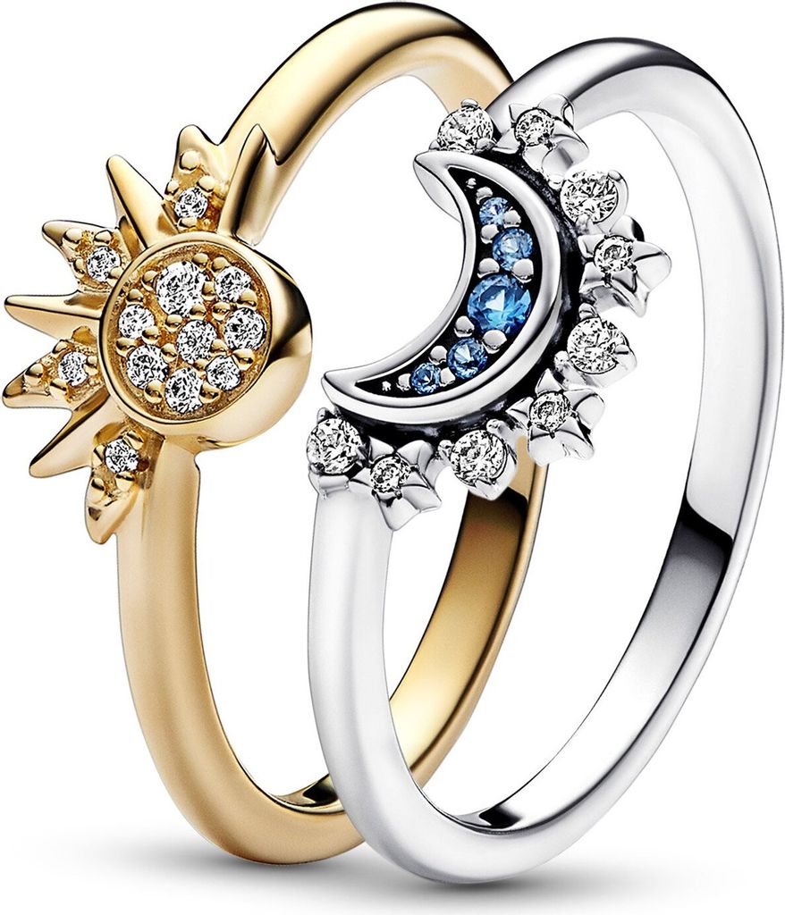 Ring-Set Himmlisch Funkelnd Sonne und Mond 54/17,2