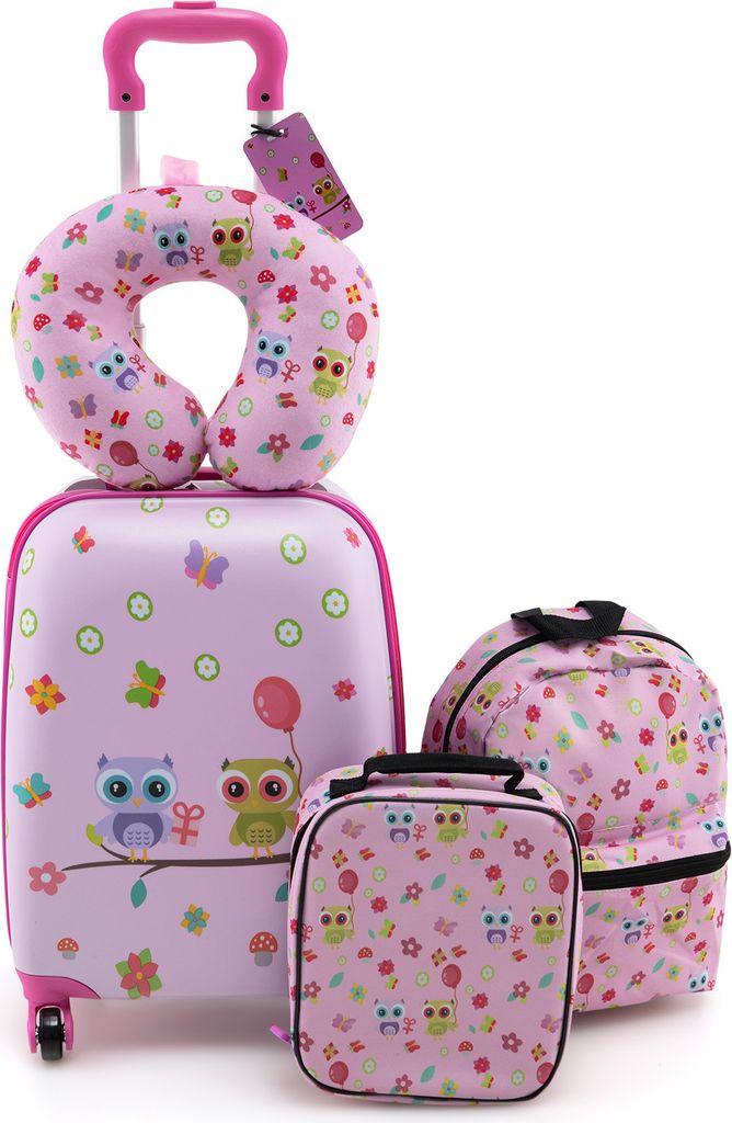 COSTWAY 5 teiliges Kinderkoffer + Rucksack, Kindertrolley