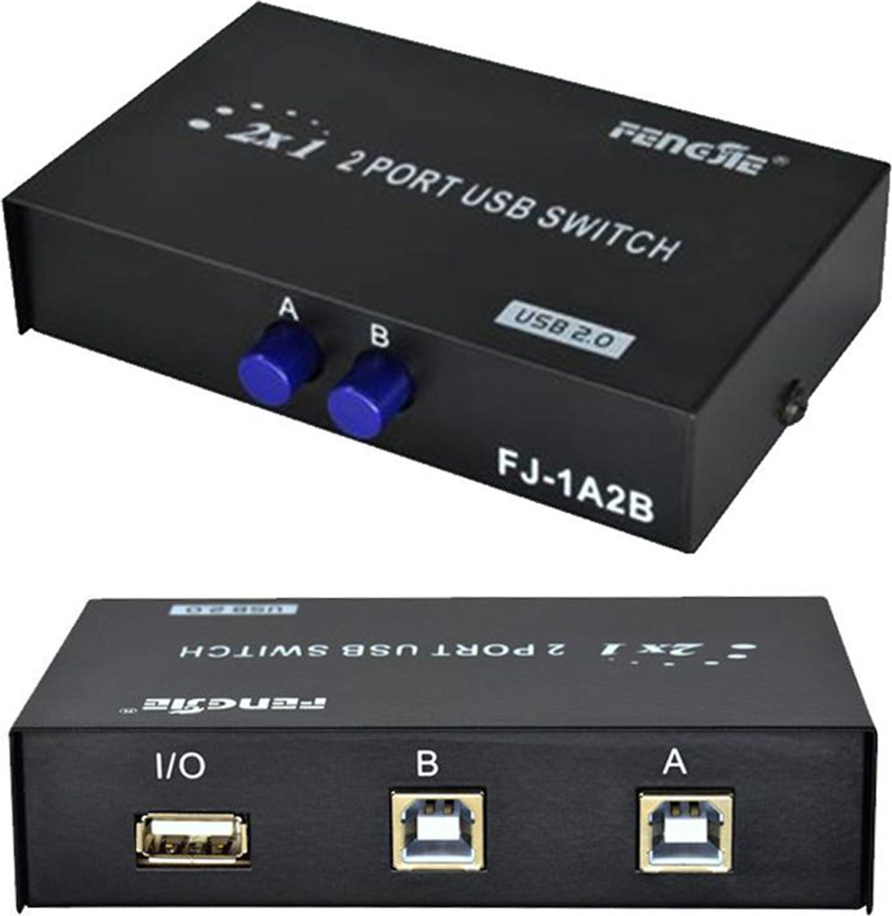 I43C USB 2.0 Switch 2 In 1 Out Umschalter Drucker Scanner