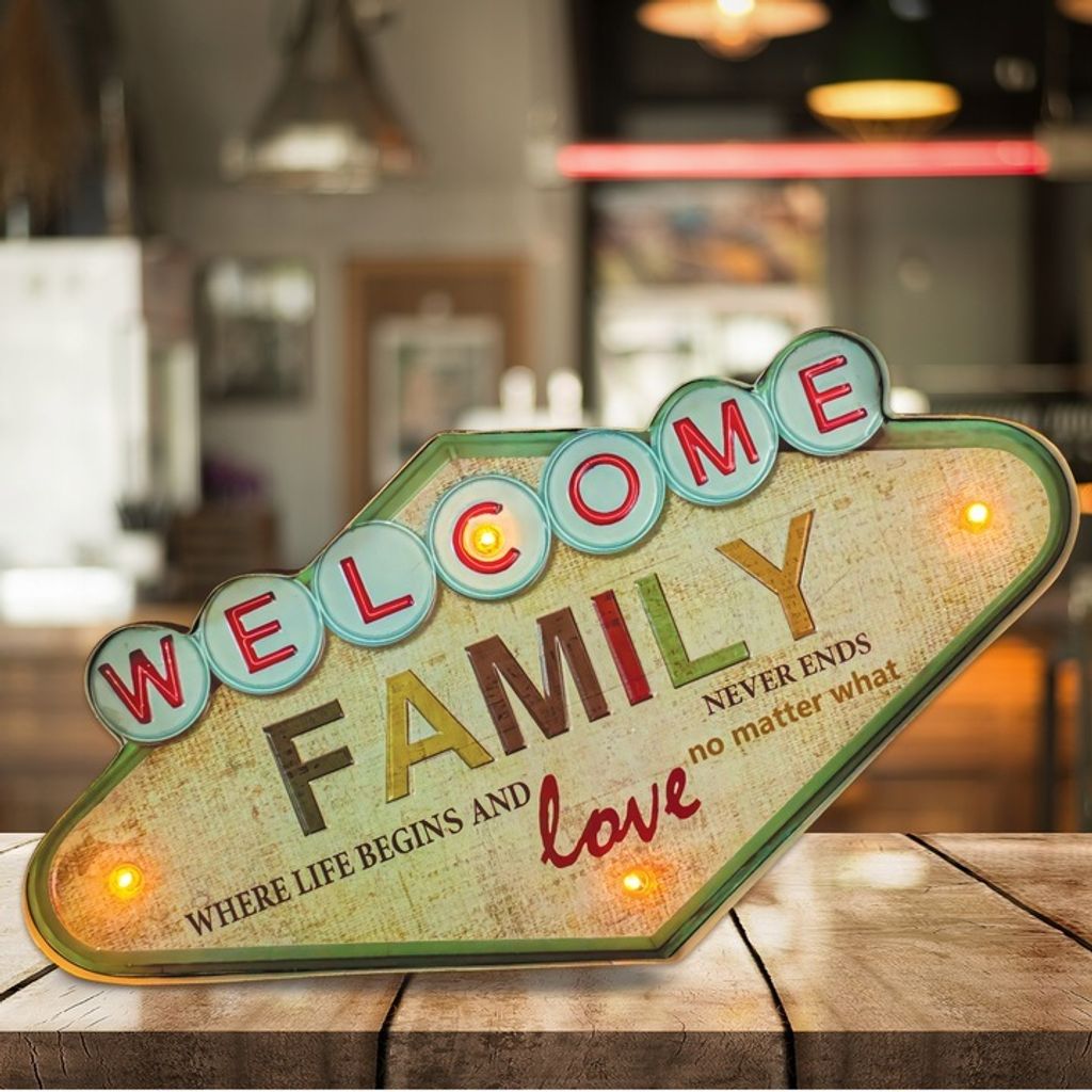 Metallschild RETRO LED Welcome Family Schild | Kaufland.de