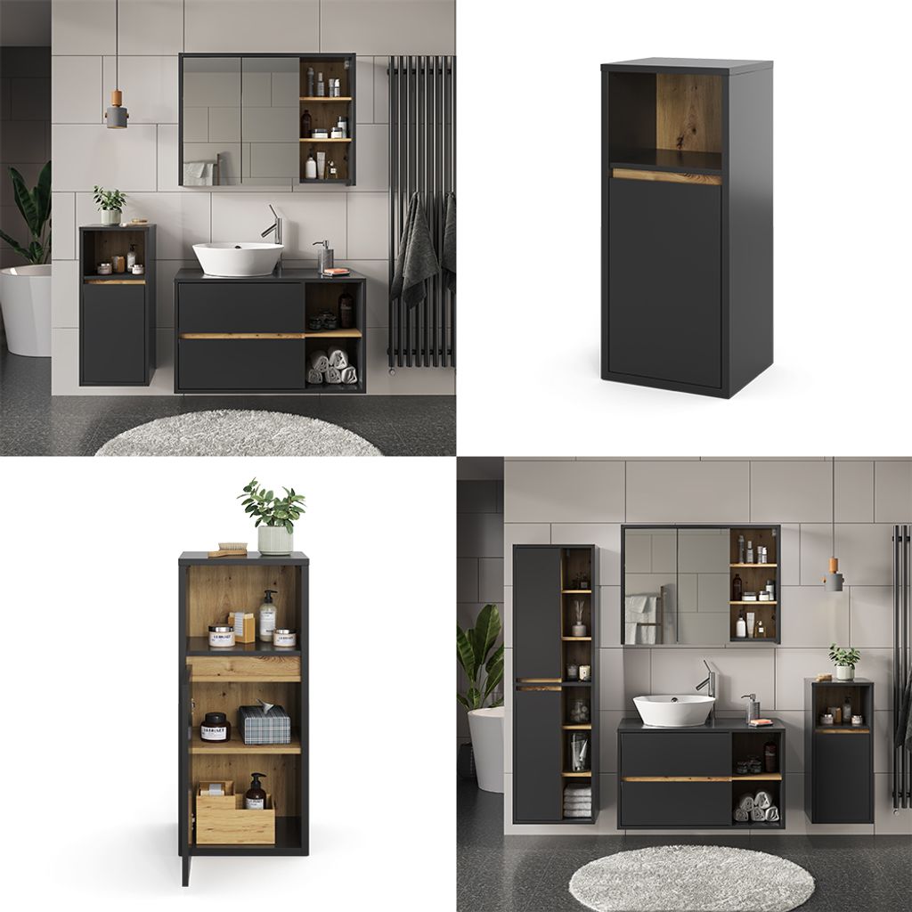 Vicco Viola, 37.8 x 80 cm, Anthracite/Oak | Kaufland.sk