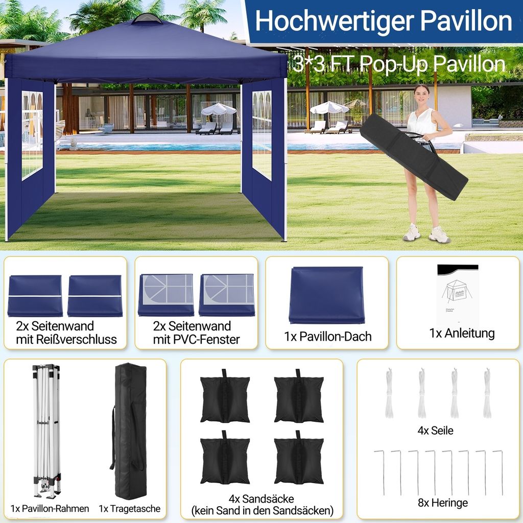 Faltpavillon 3x3m Pop Up Pavillon Faltbar mit | Kaufland.de