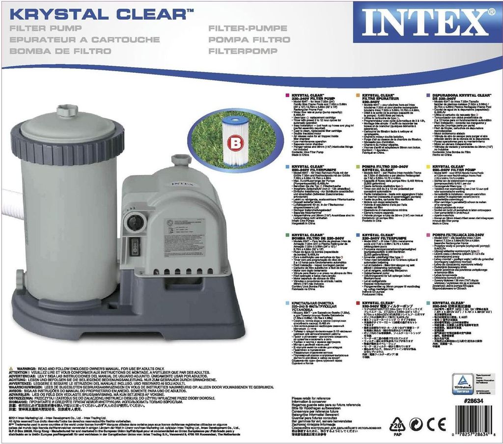 Intex 28634, Pumpa na olejový filter, Šedá, Plast, 3,8 cm,