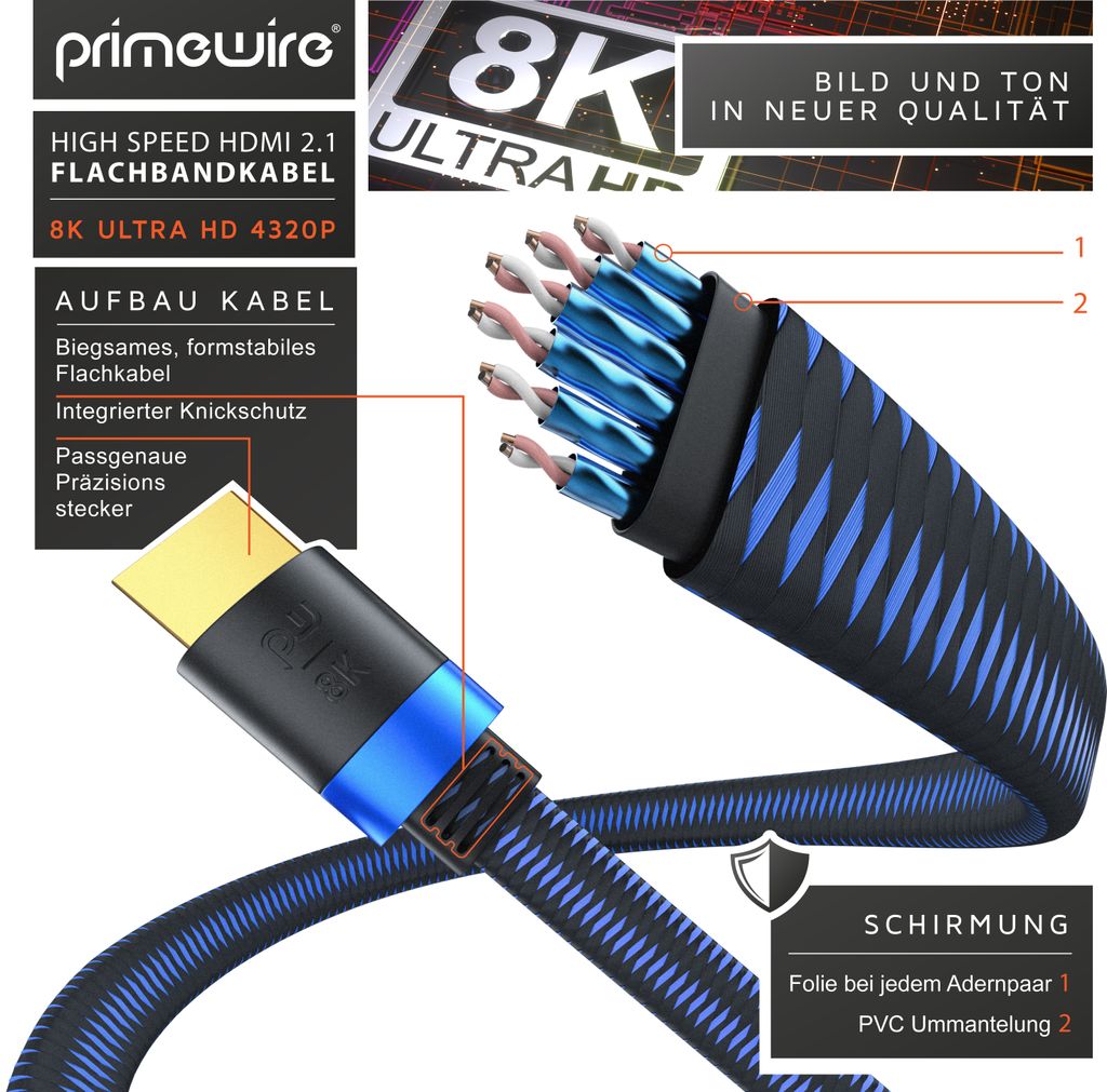 Primewire 8k HDMI kabel 2.1 - páskový kabel | Kaufland.cz