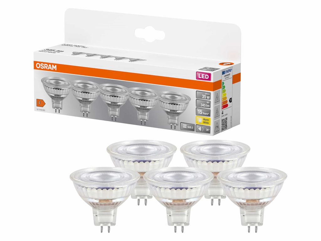 OSRAM LED-Lampe MR16, 5 Stück, GU5,3, 3,8 W, | Kaufland.de