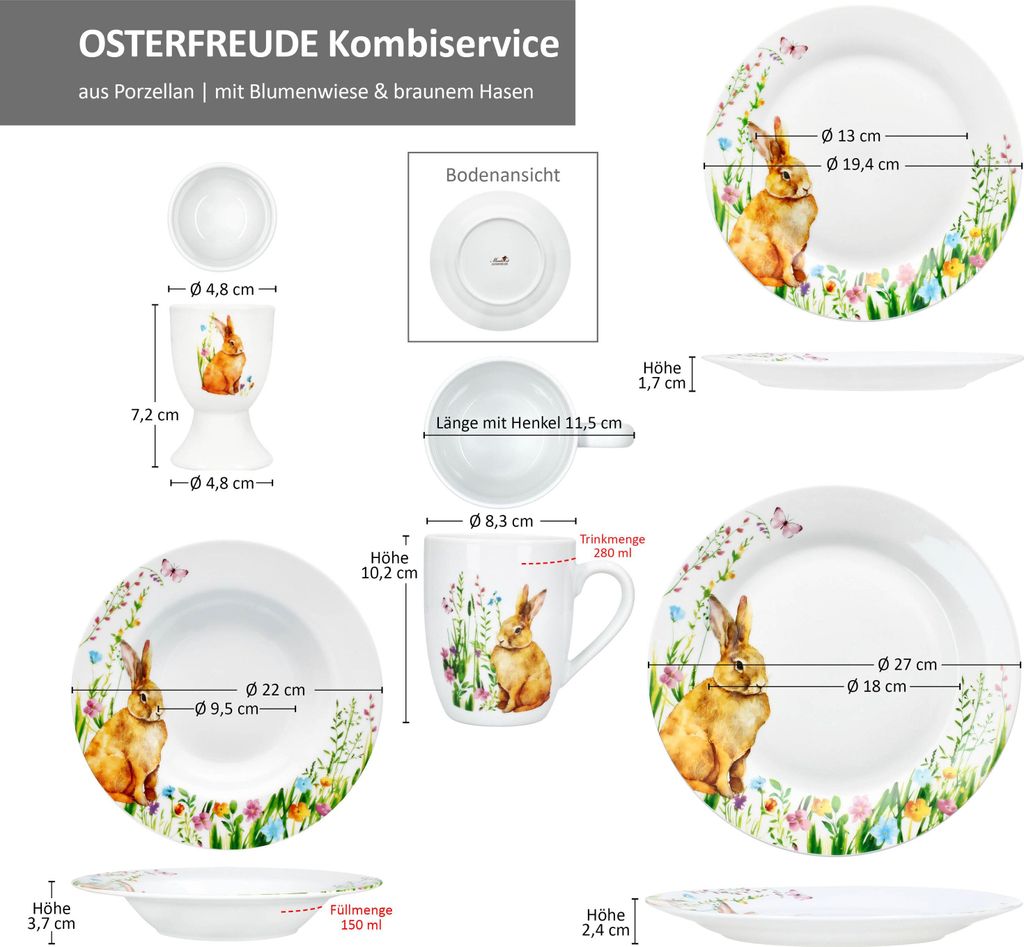 30tlg Kombiservice Osterfreude Oster-Geschirr | Kaufland.de
