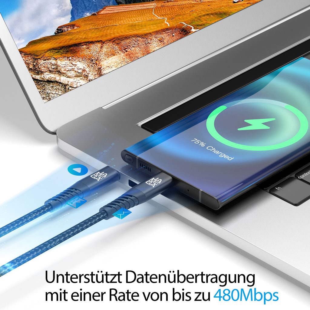 USB-C zu USB-C Kabel 480mbps 60W mit Metall | Kaufland.de