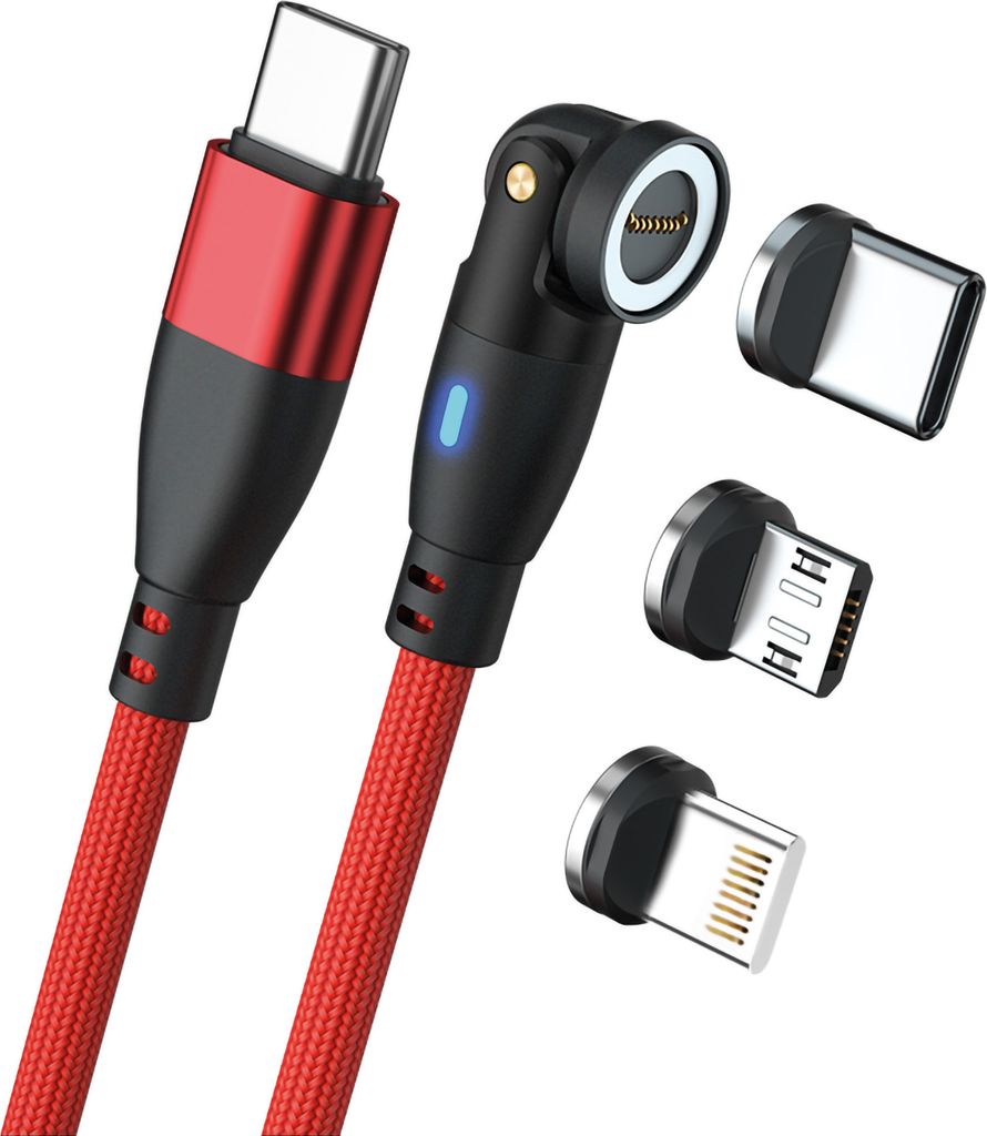 RealPower Magnetic cable 100 Watt,1m,rot mit Adaptern