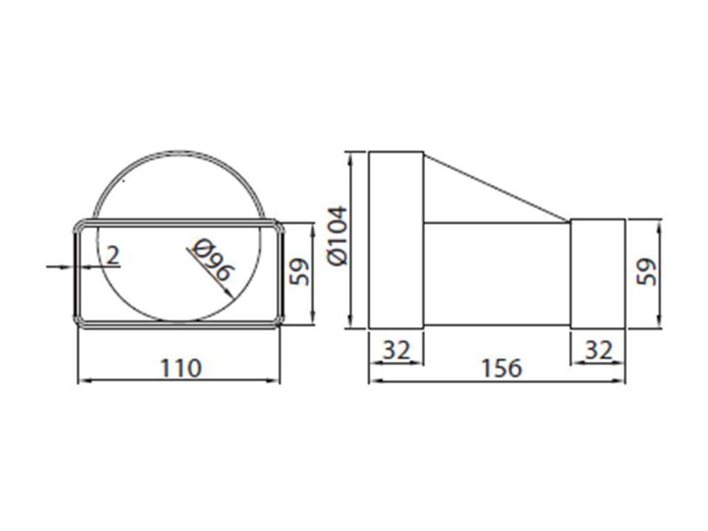 Flachkanal auf Rundrohr Übergangsstück 110 x | Kaufland.de