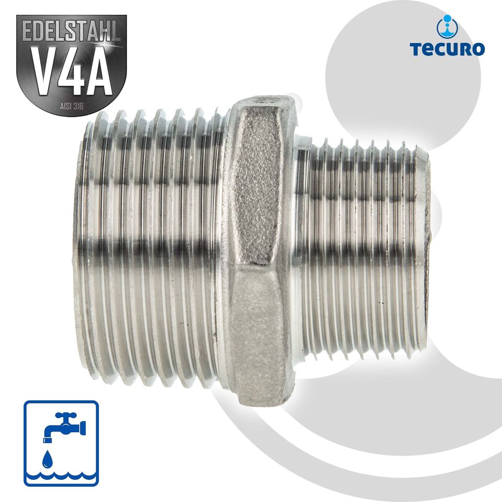 tecuro Reduktions-Doppelnippel Edelstahl V4A | Kaufland.de