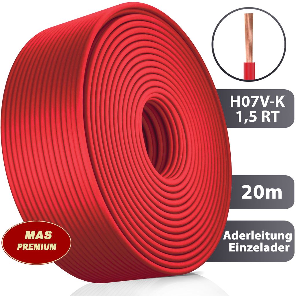 20m Aderleitung H07 V-K RT 1x1,5 mm² Rot | Kaufland.de