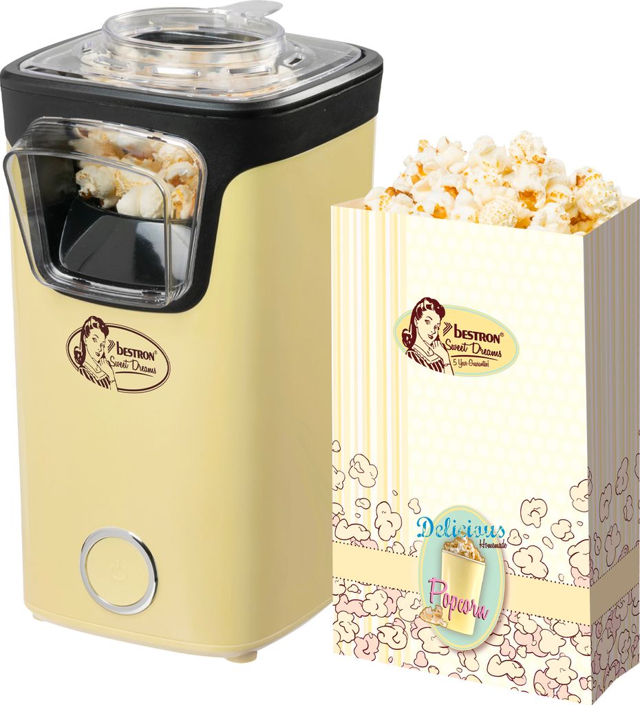 Bestron Popcornmaker Gelb - Turbo-Popcorn in 2 Minuten