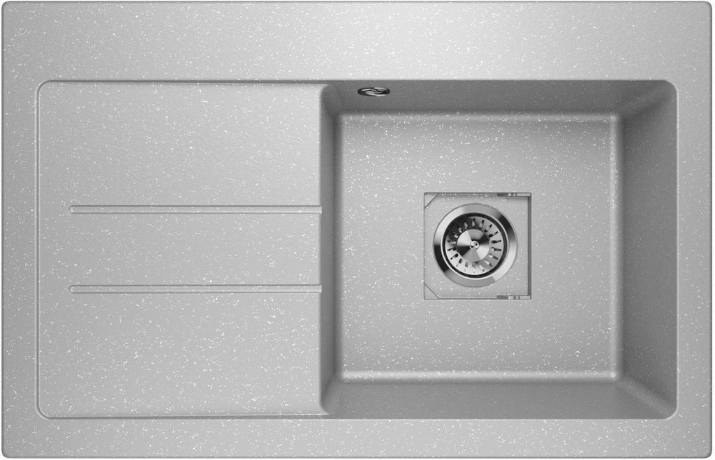 Granitový drez Vstavaný drez s odkapávačom Qube 1.0 Grey