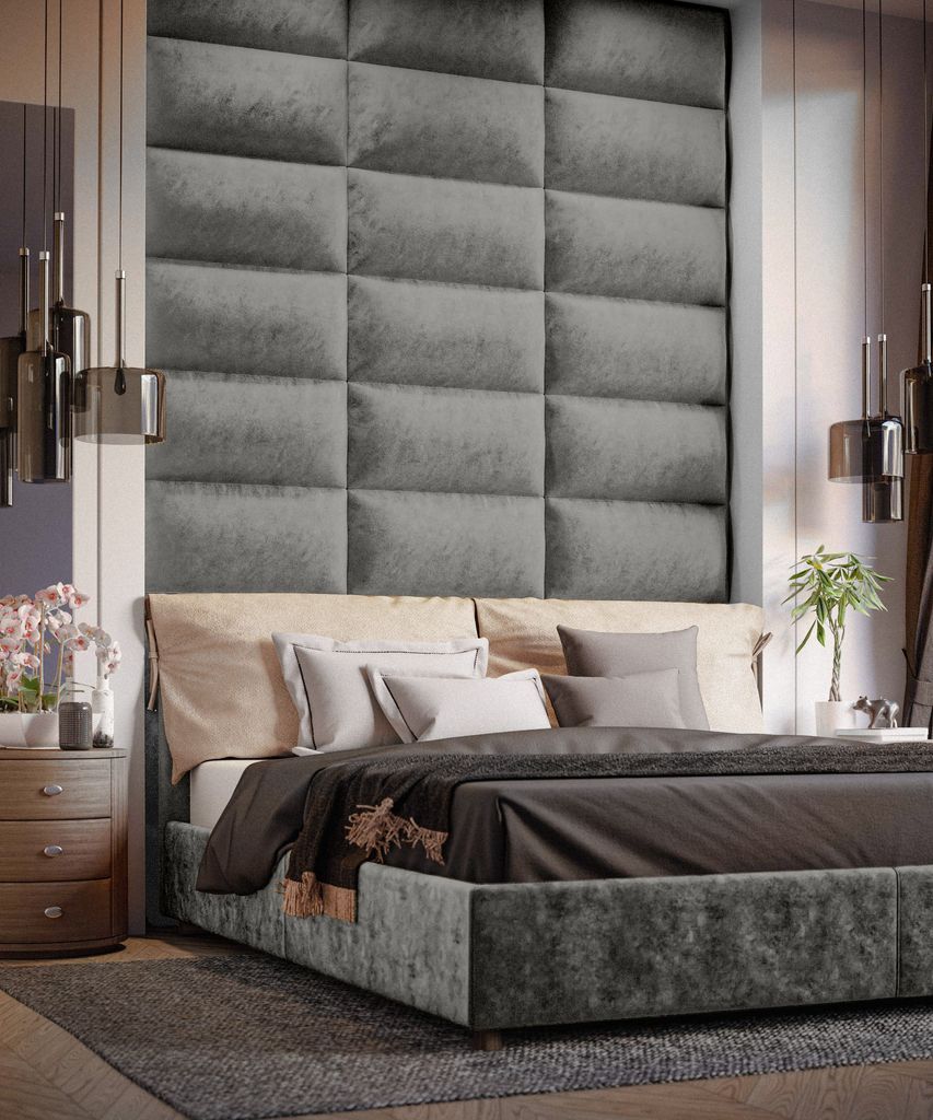 Čalouněný panel Obdélník 60 cm x 30 cm šedý | Kaufland.cz