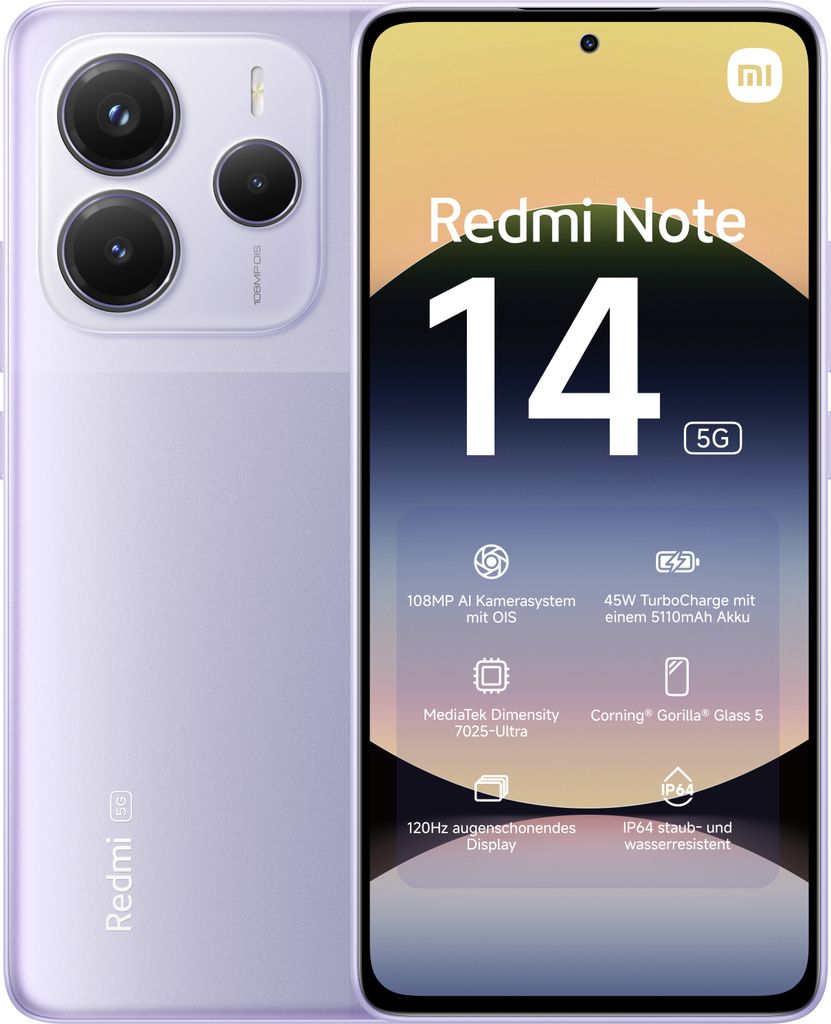 Redmi Note 14 5G 8GB + 256GB Lavender Purple Smartphone