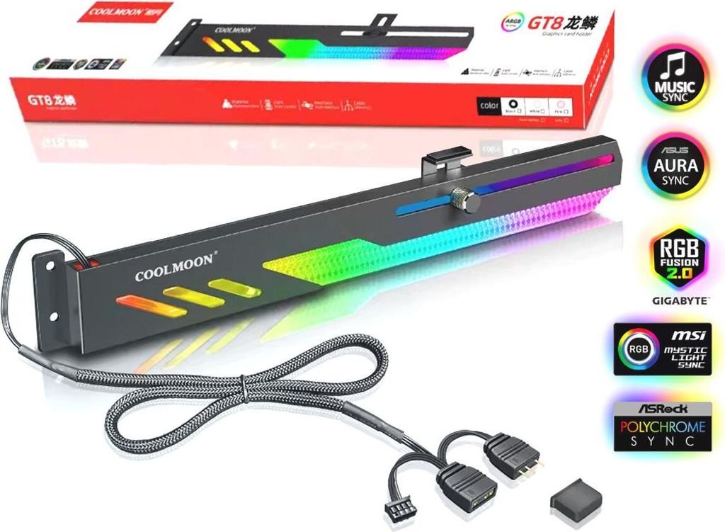 COOLMOON A-RGB GPU-Halterung Grafikkarte Halter Horizontal