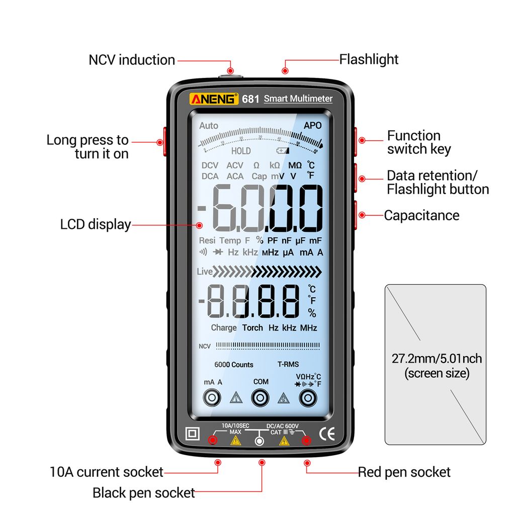 ANENG 681 Multimeter 6000 Counts NCV-Tester | Kaufland.de