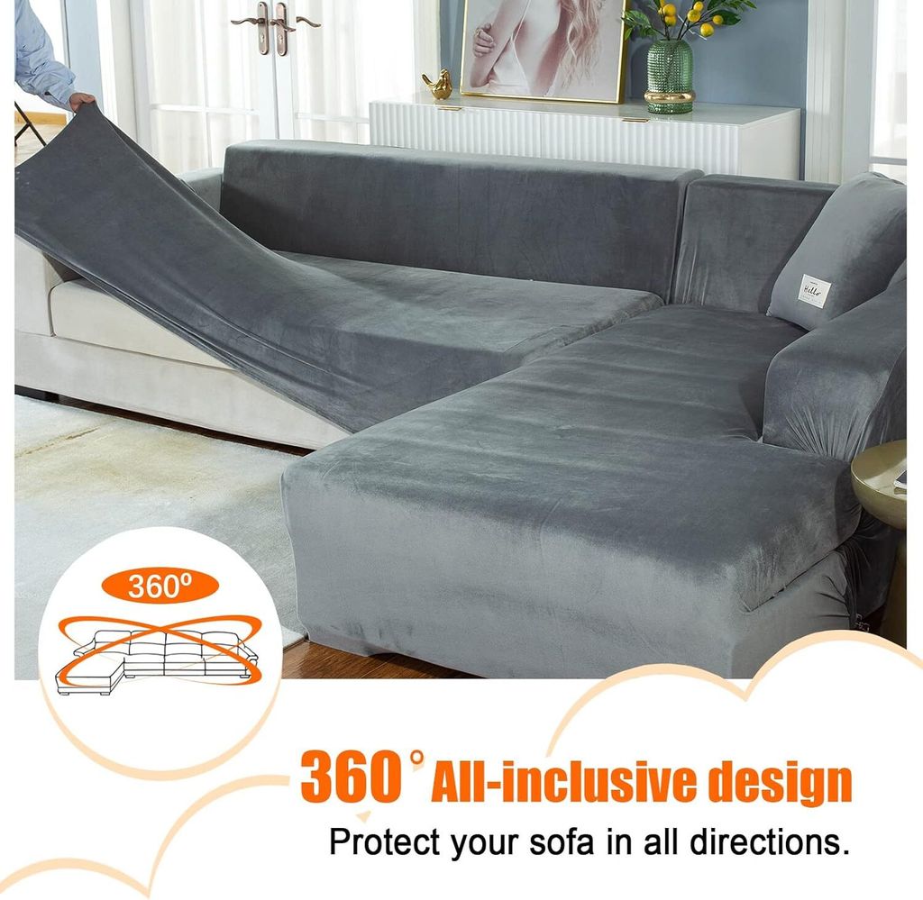 Potah na pohovku ve tvaru písmene L, sametový | Kaufland.cz