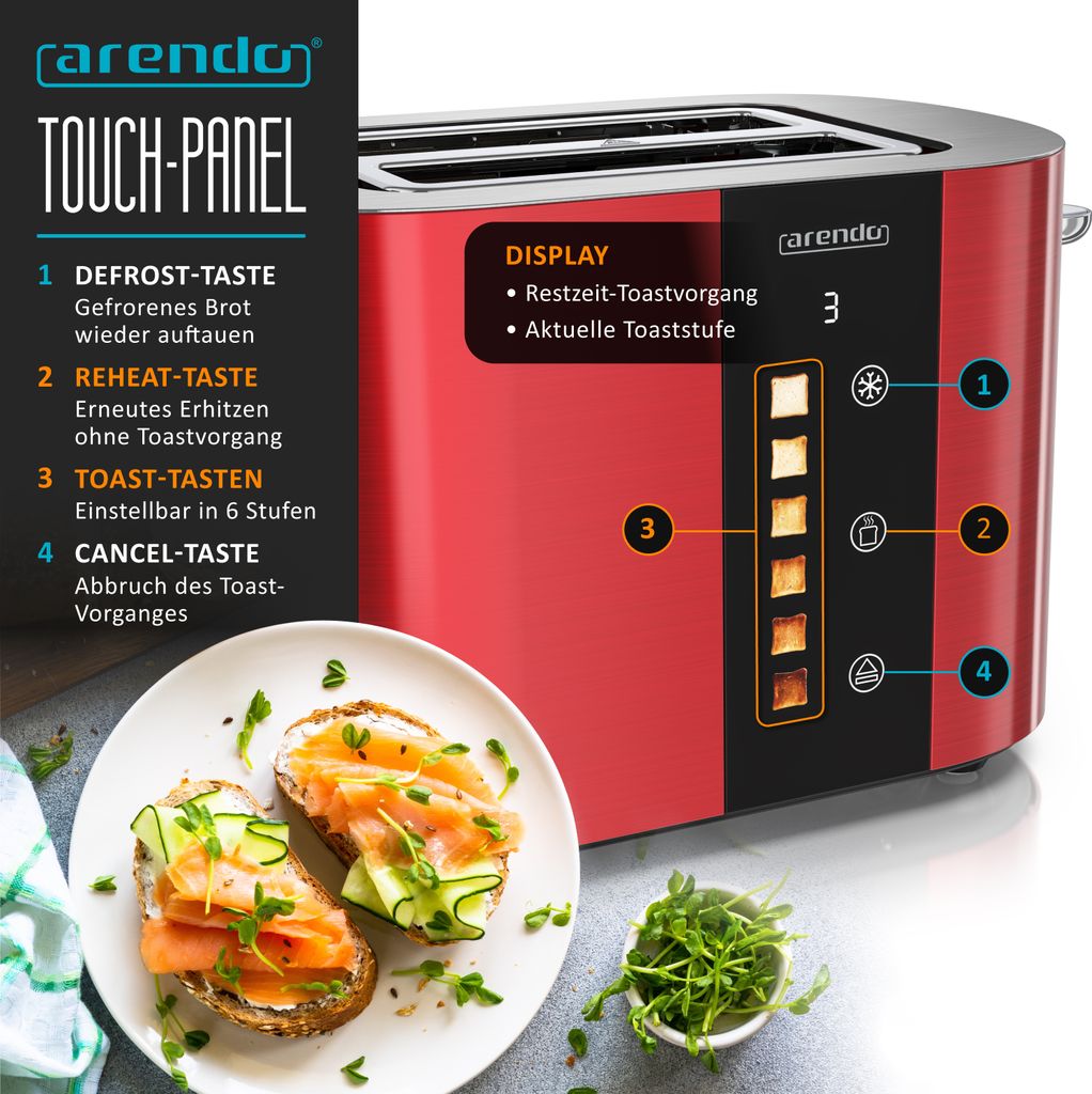 Arendo Toaster 2 Scheiben, Edelstahl, 800W, | Kaufland.de