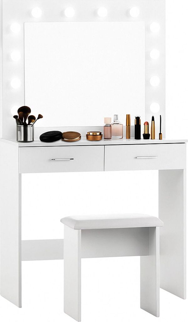 Aga Toaletný stolík so zrkadlom a osvetlením + taburet