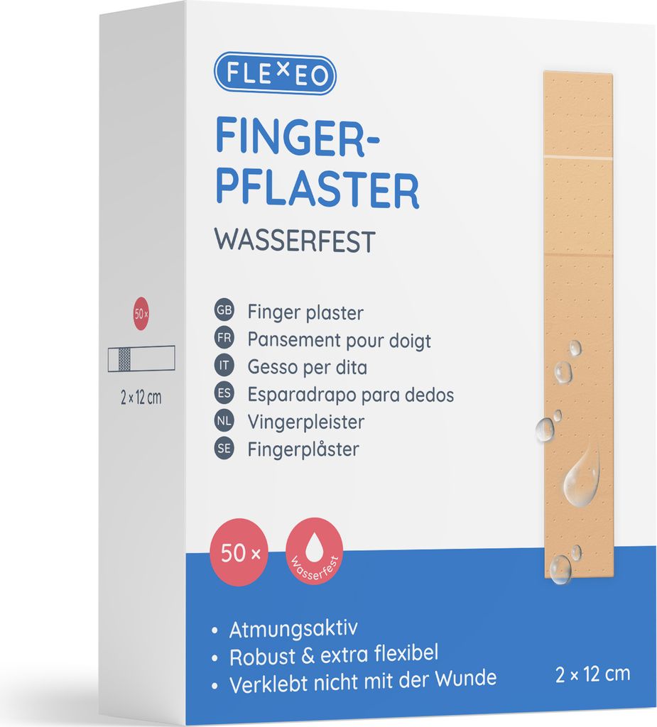 FLEXEO Fingerpflaster wasserfest beige 2 x 12 cm, 50