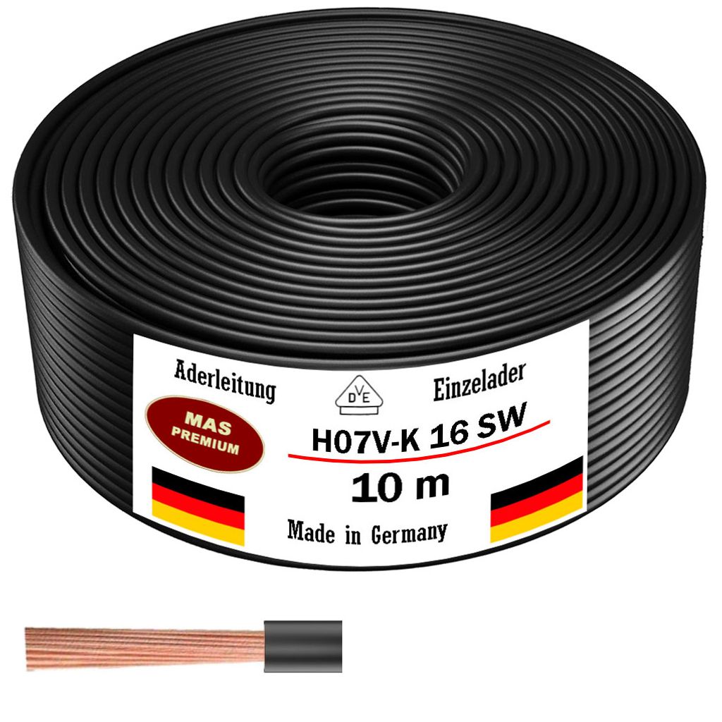 10m Aderleitung H07 V-K SW 1x16 mm² Schwarz | Kaufland.de