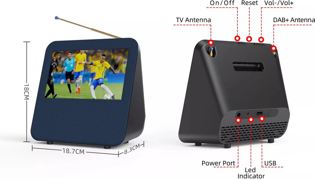 Mini prenosný televízor 7" DVB-T2 DAB+ FM | Kaufland.sk