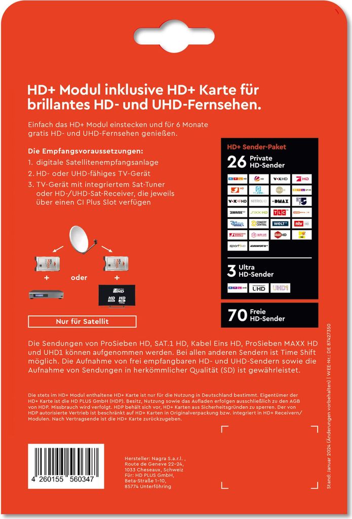 HD Plus HD+Modul m.6 Monatskarte 22023 6M + | Kaufland.de