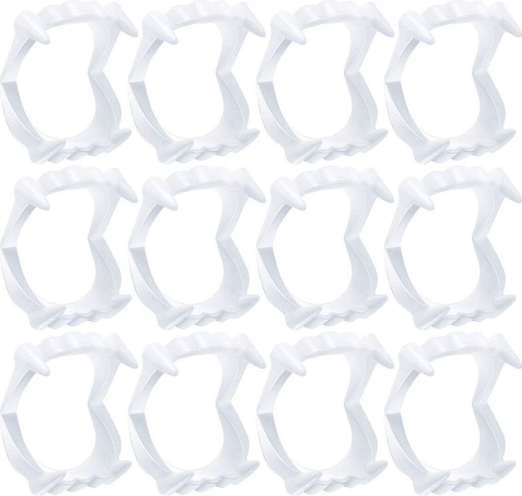 12 pièces de crocs de vampire en plastique, crocs blancs,