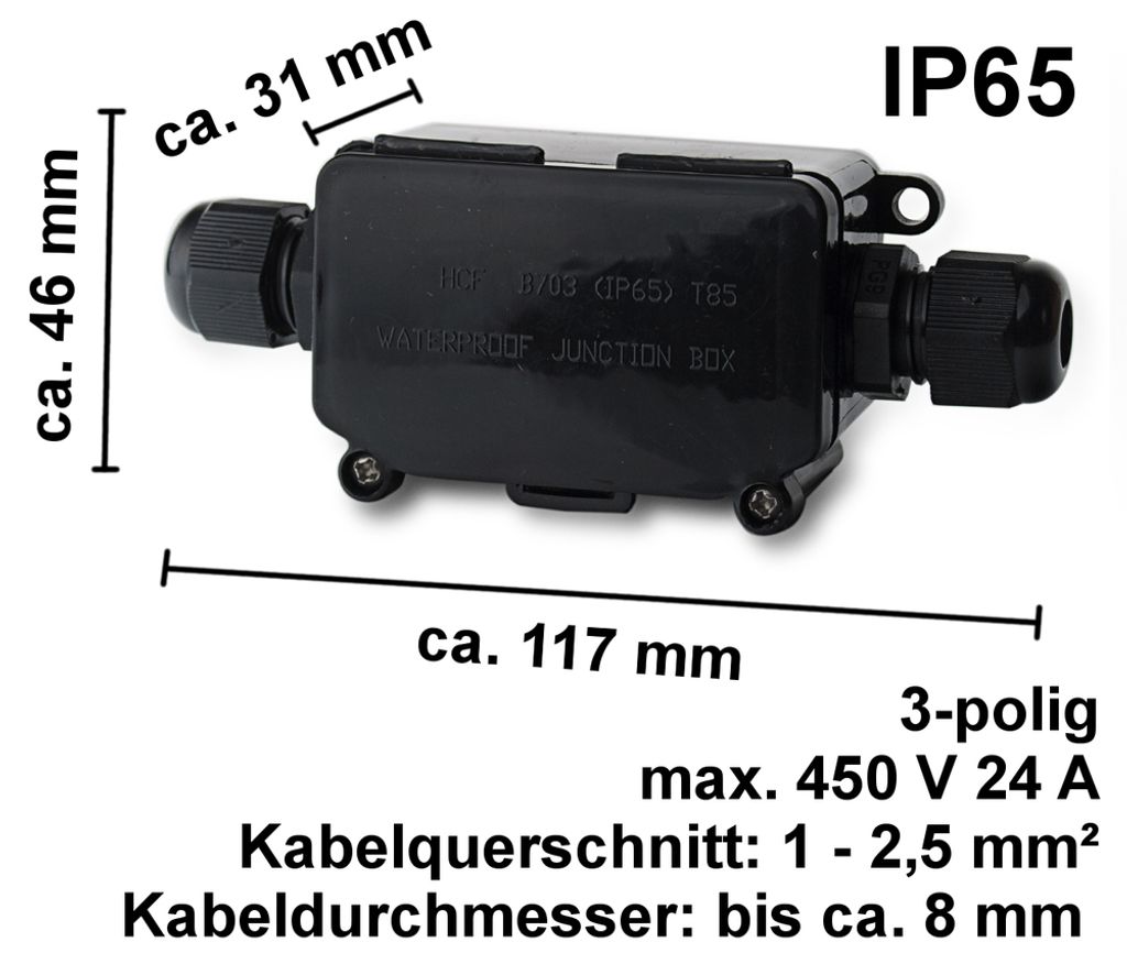 Verteilerdose 3 polig IP65 Wasserdicht | Kaufland.de