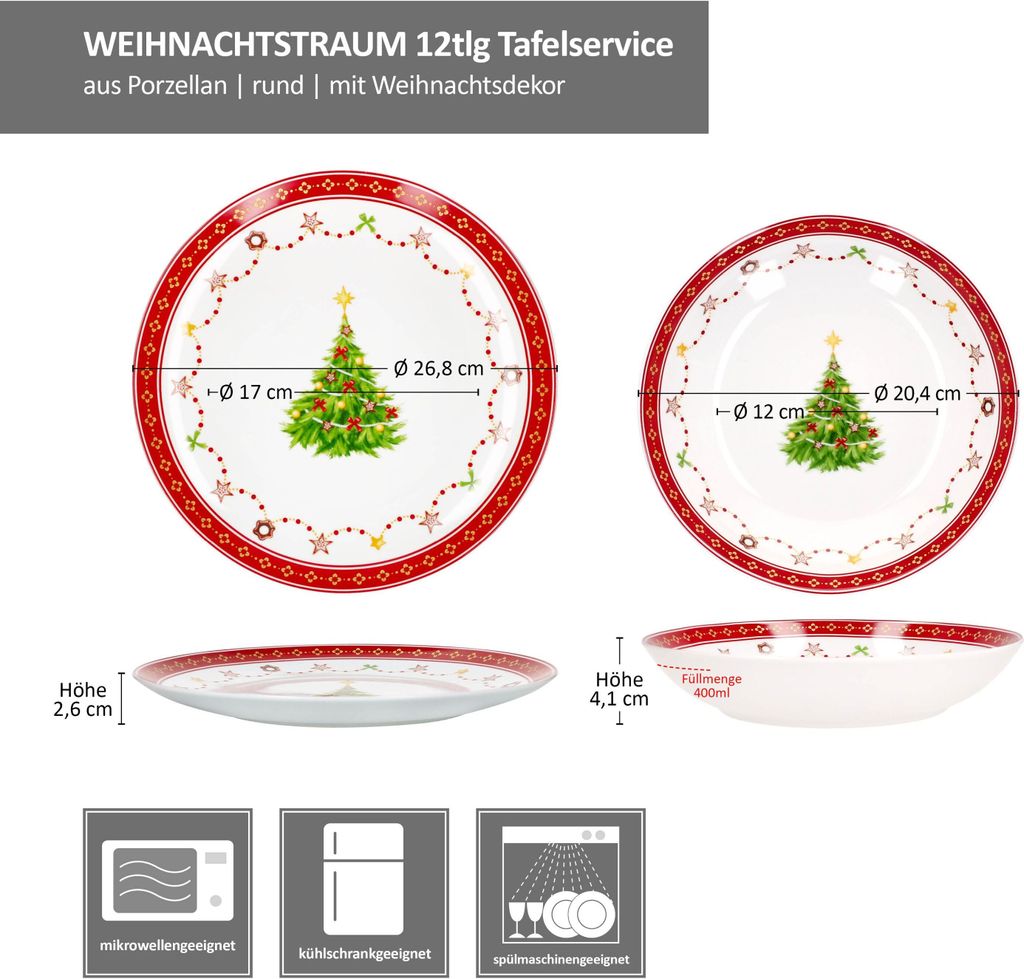 12tlg Tafelservice Weihnachtstraum 6 Personen | Kaufland.de