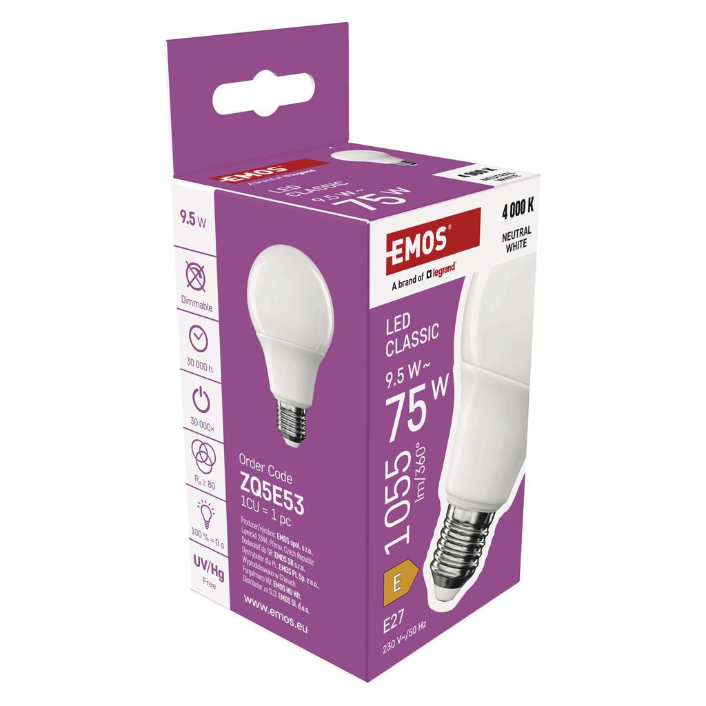 EMOS LED žárovka Classic A60 / E27 / 9,5 W | Kaufland.cz