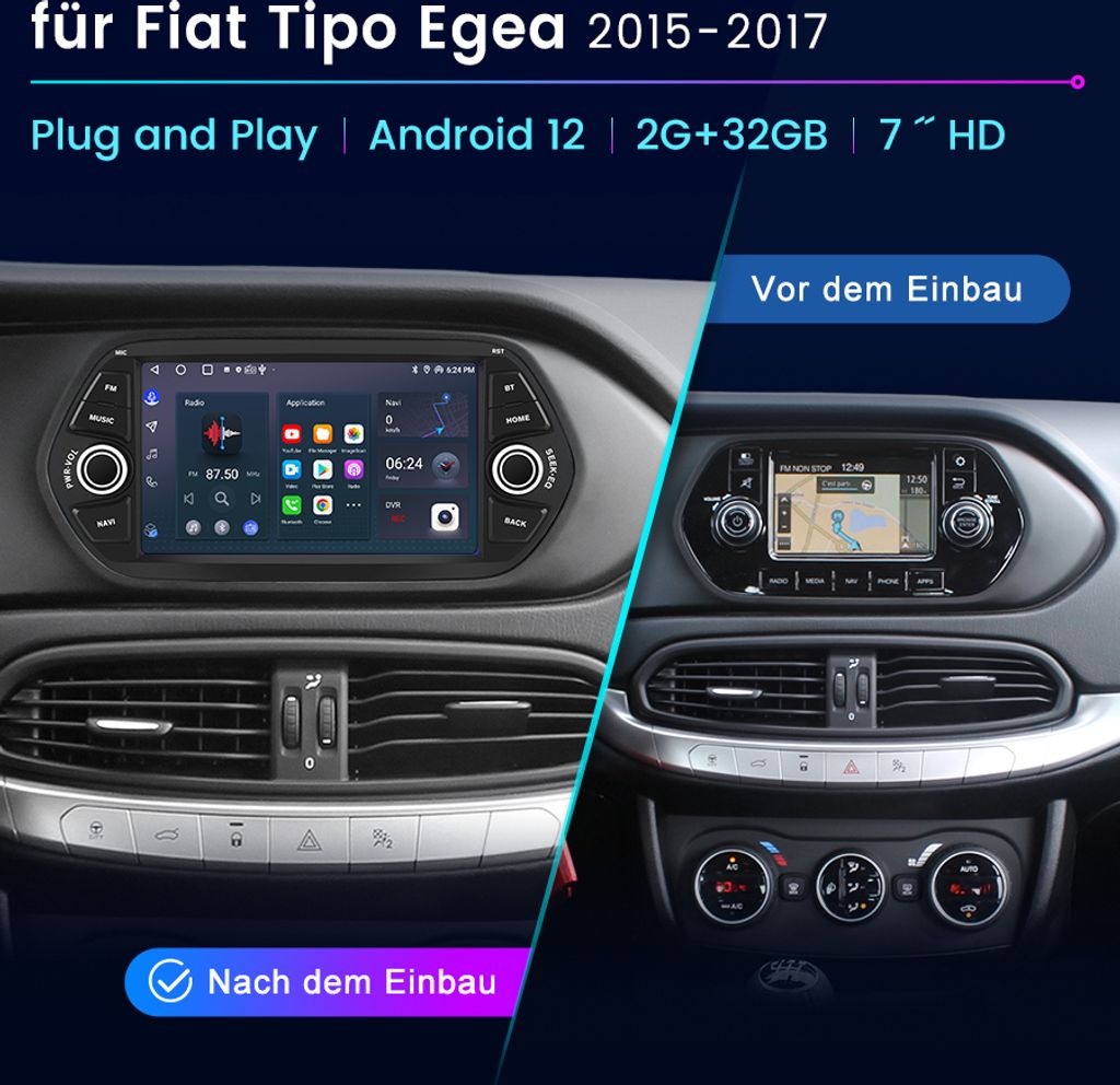 Android autorádio 2Din pre Fiat Tipo Egea od | Kaufland.sk