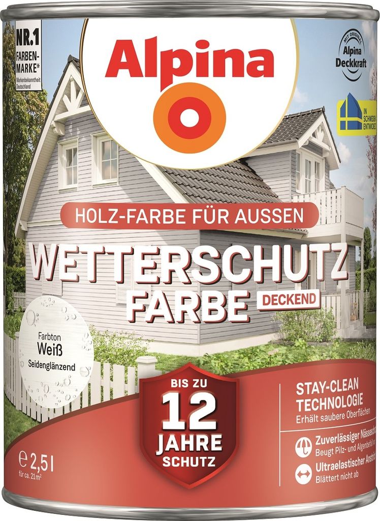 Alpina Wetterschutzfarbe 2,5 L weiß | Kaufland.de