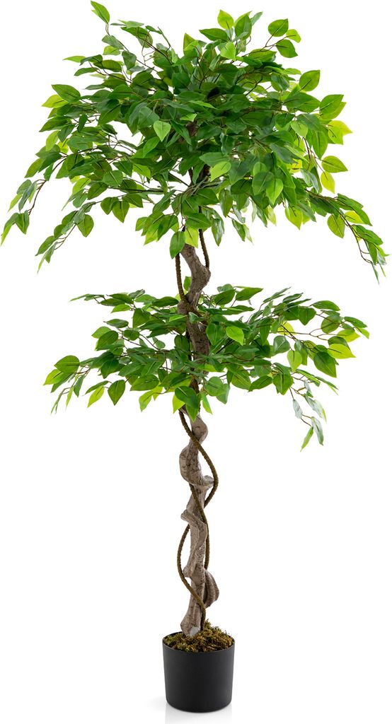 COSTWAY umelá rastlina 150cm, umelý strom Ficus Benjamin,
