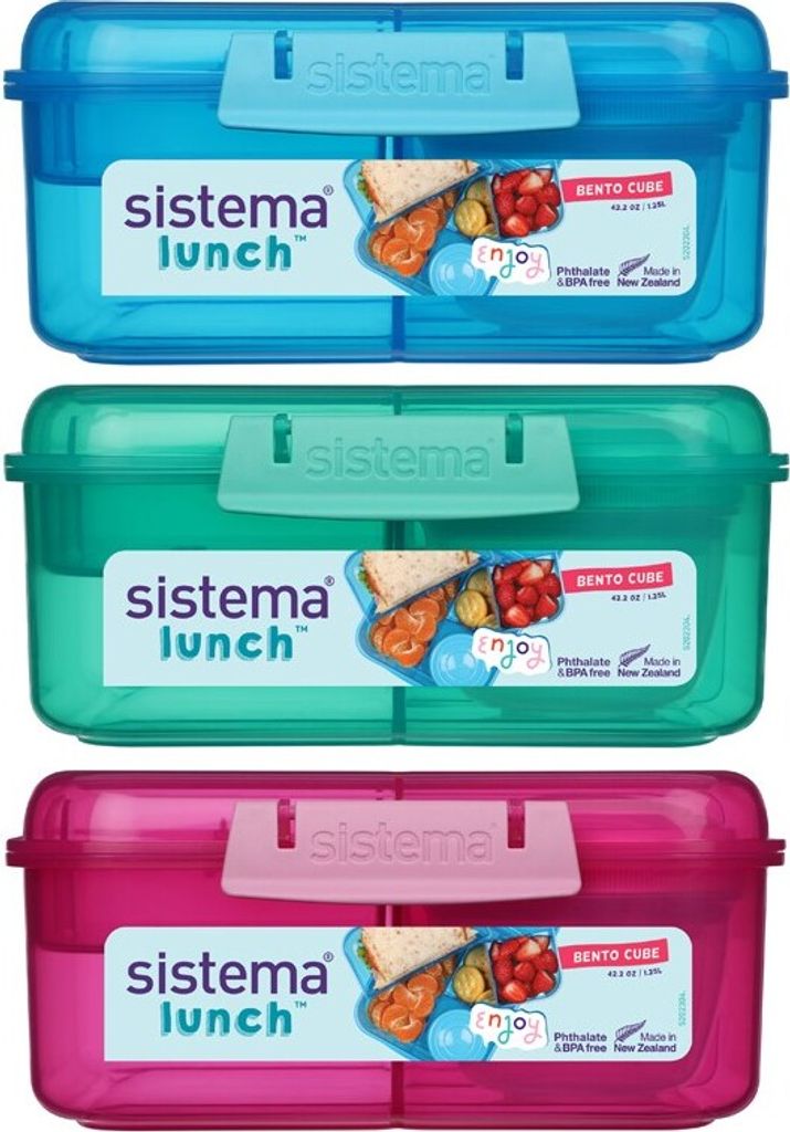 Trojkomorový box Sistema® Lunch™ s nádobou na jogurt a 2