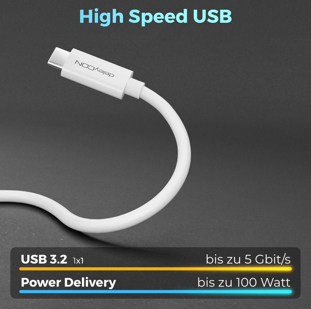 deleyCON 0,15m USB C Kabel (100W | Kaufland.de