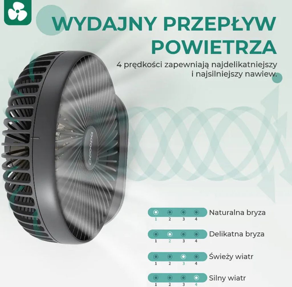 Wentylator stołowy Ocoopa D77 black | Kaufland.sk