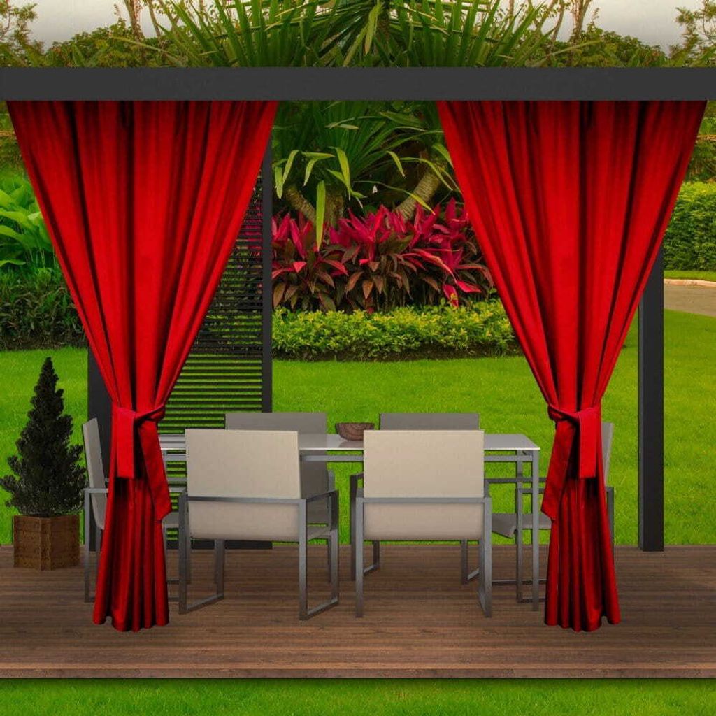 Gartenvorhang 2 Stück 155x200cm, Garten Vorhang Rot,