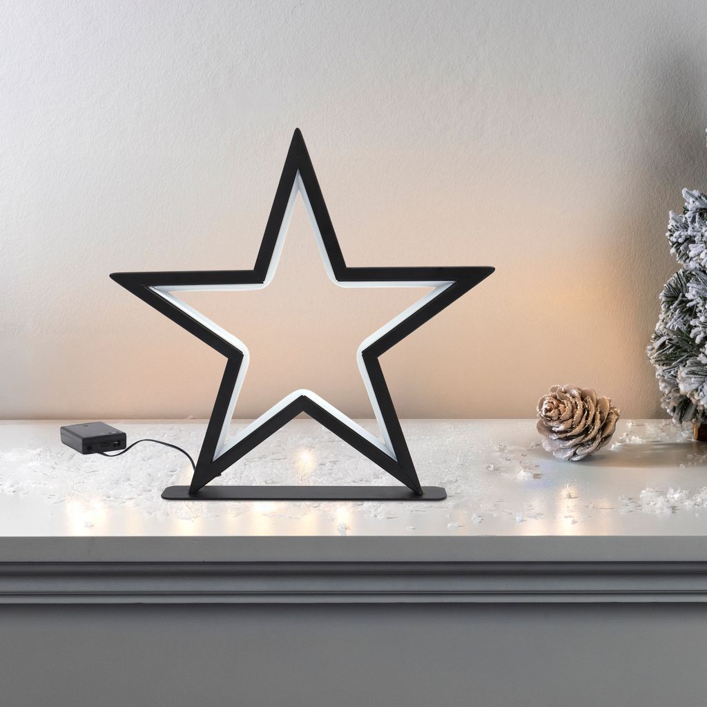 LED Metall Stern schwarz 34 cm warm weiß - | Kaufland.de