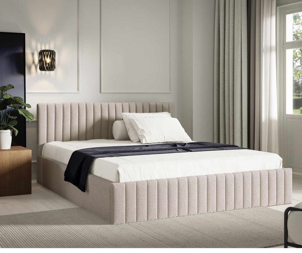 Čalouněná postel 90x200 Béžová látková postel | Kaufland.cz