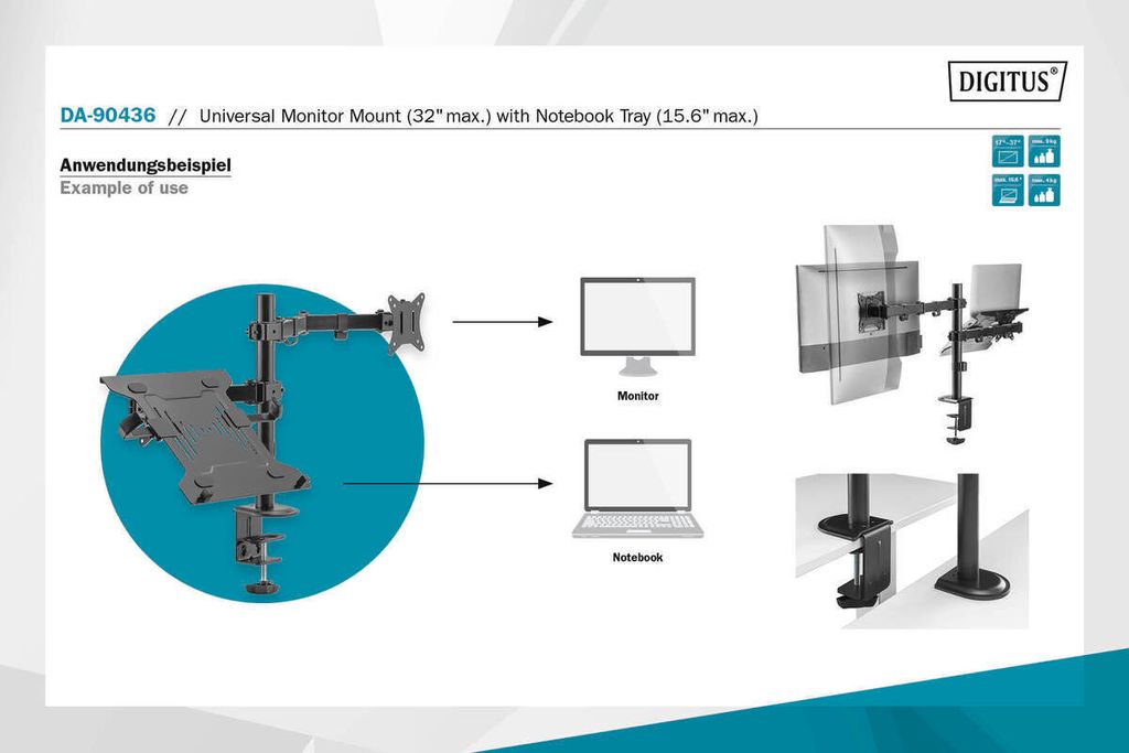 DIGITUS Universal Monitorhalter mit | Kaufland.cz