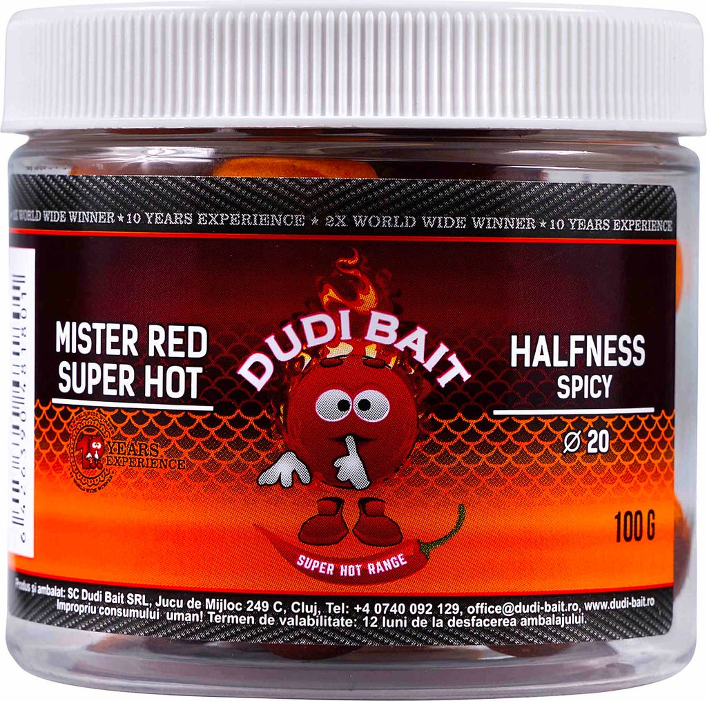 Dudi Bait Mister Red Super Hot Pepper Halves 20mm 100g