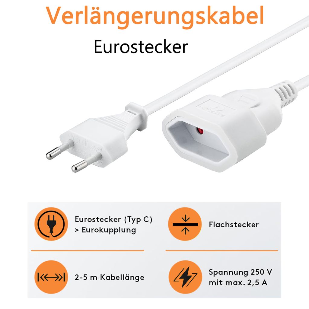 ORSEM 2m Stromkabel Verlängerung Netzkabel | Kaufland.de