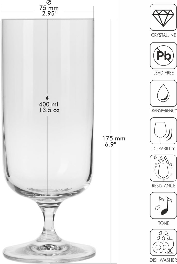KROSNO Glamour Sklenice na stopce, Sada 6, | Kaufland.cz