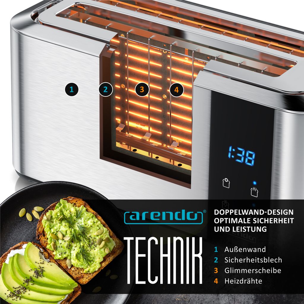 Arendo Toaster Langschlitz, Brötchenaufsatz, | Kaufland.de