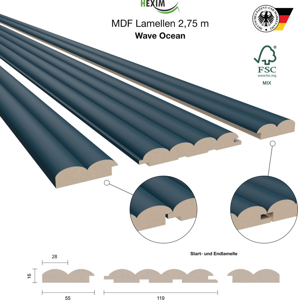 WAVE Lamellen 2,75m HEXIM - MDF Holz | Kaufland.de