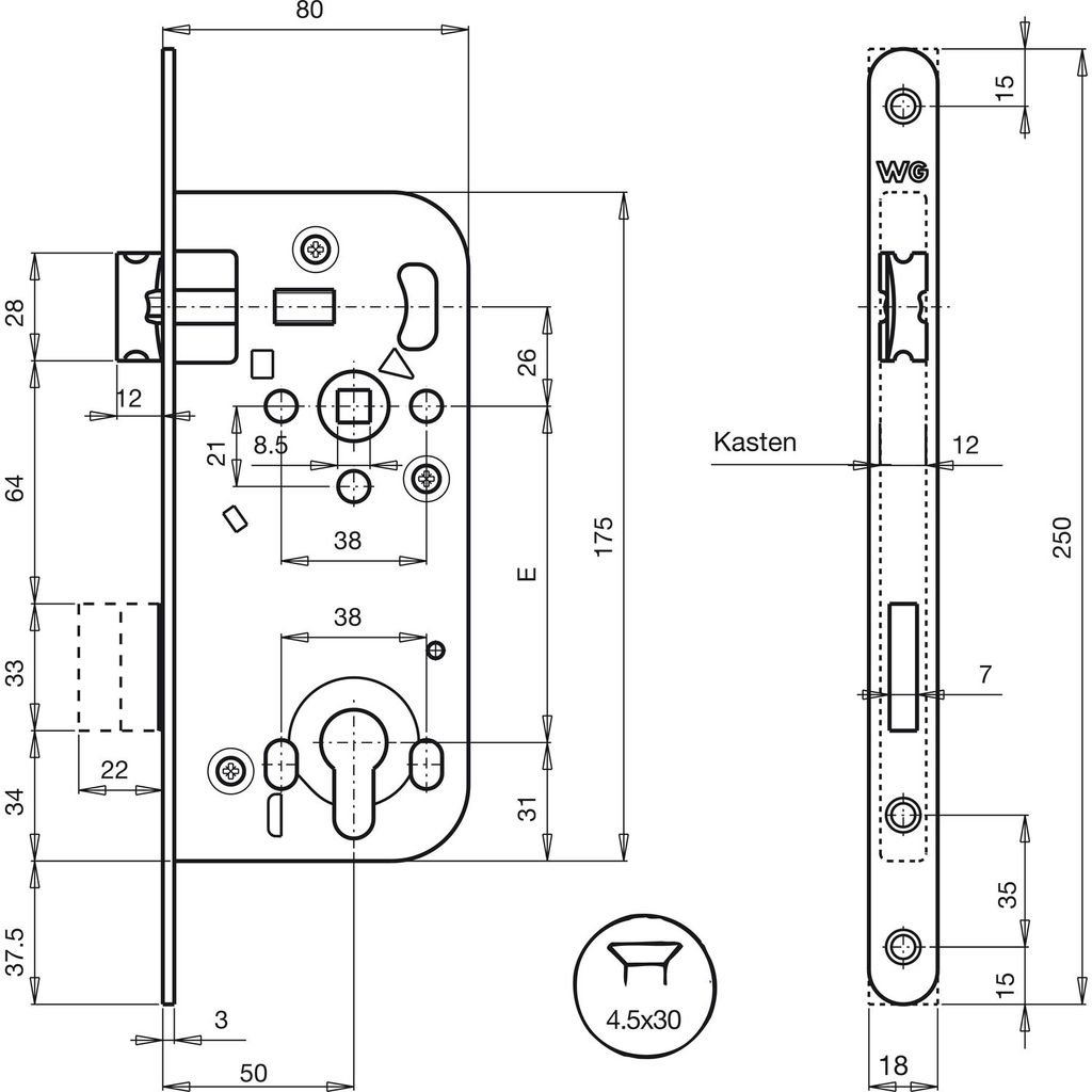 WG Einstemmschloss 321 R, PZW, DM 50, Stahl | Kaufland.de